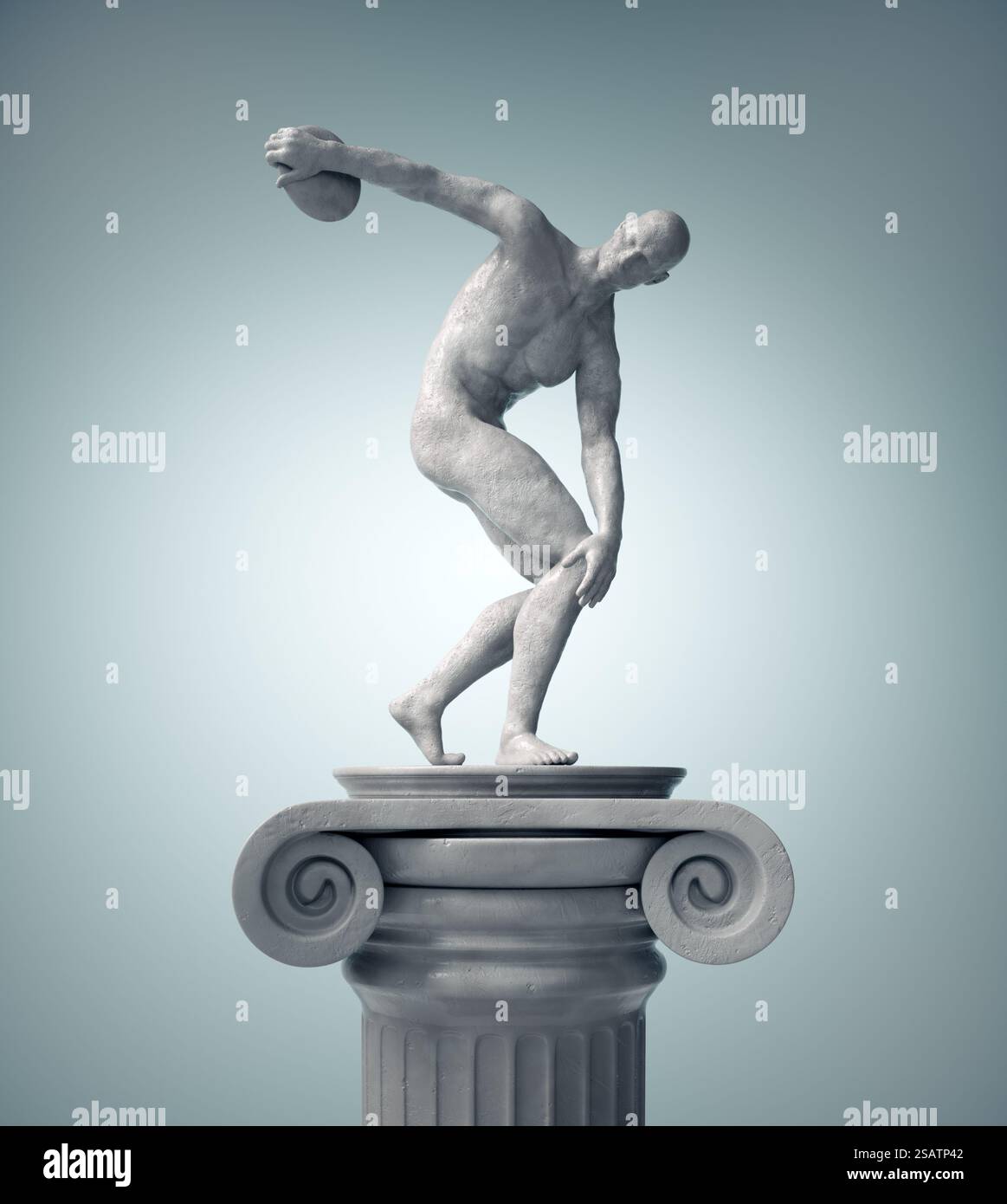 Greek athlete statue throwing the discus. THIS IS A 3D RENDER ...