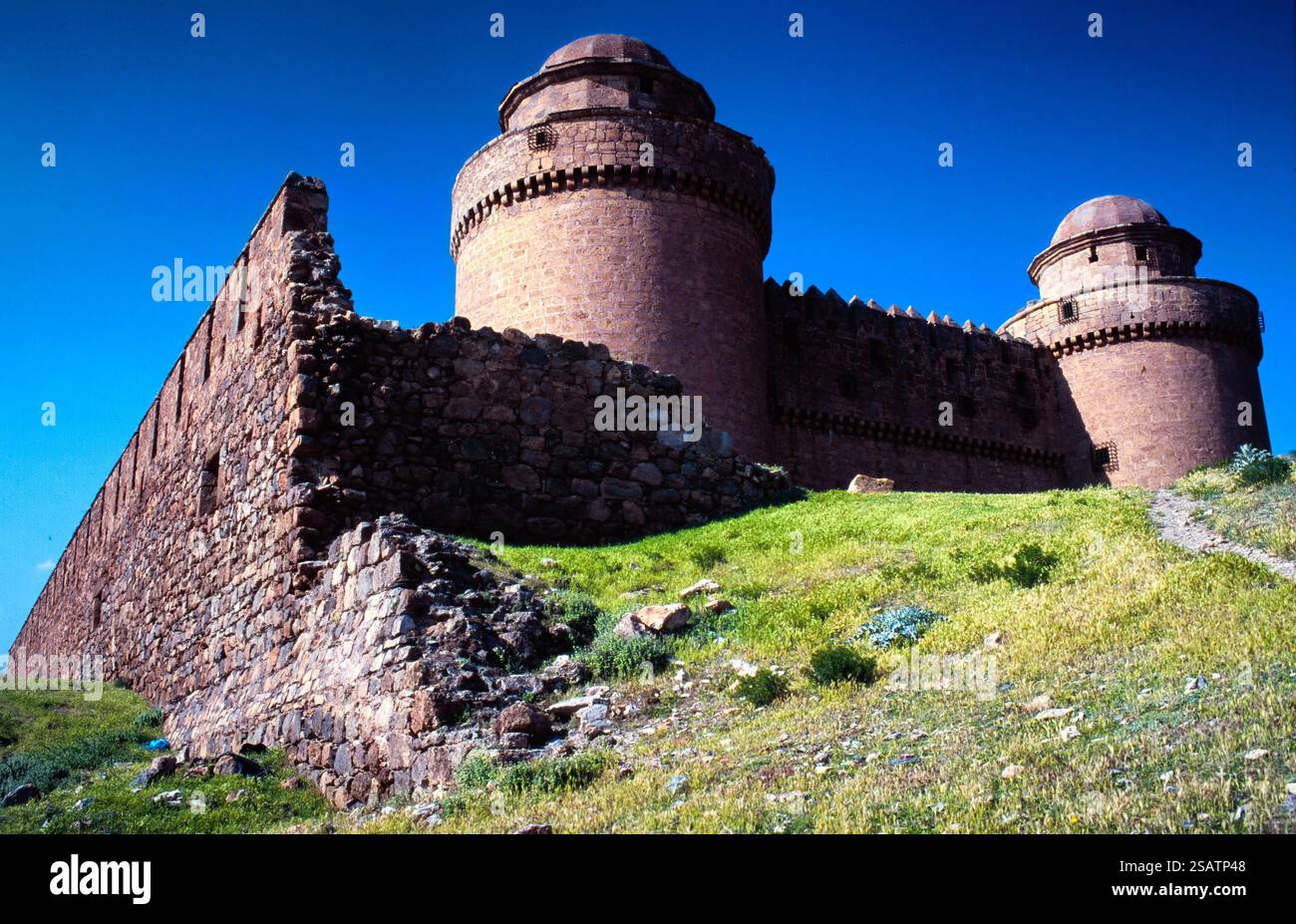 Calahorra Castle from the village, Campos de Guadix, Granada province ...
