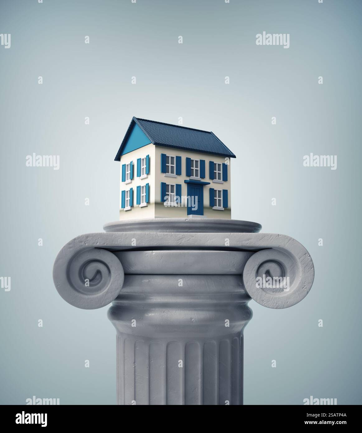 House on a Roman column. Dream house. This is a 3d render illustration ...