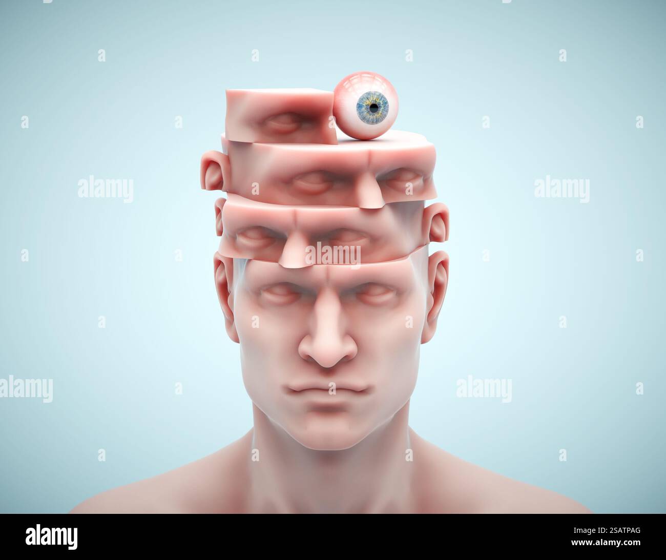 Sliced human head with an eyeball. The visionary and analytical concept ...
