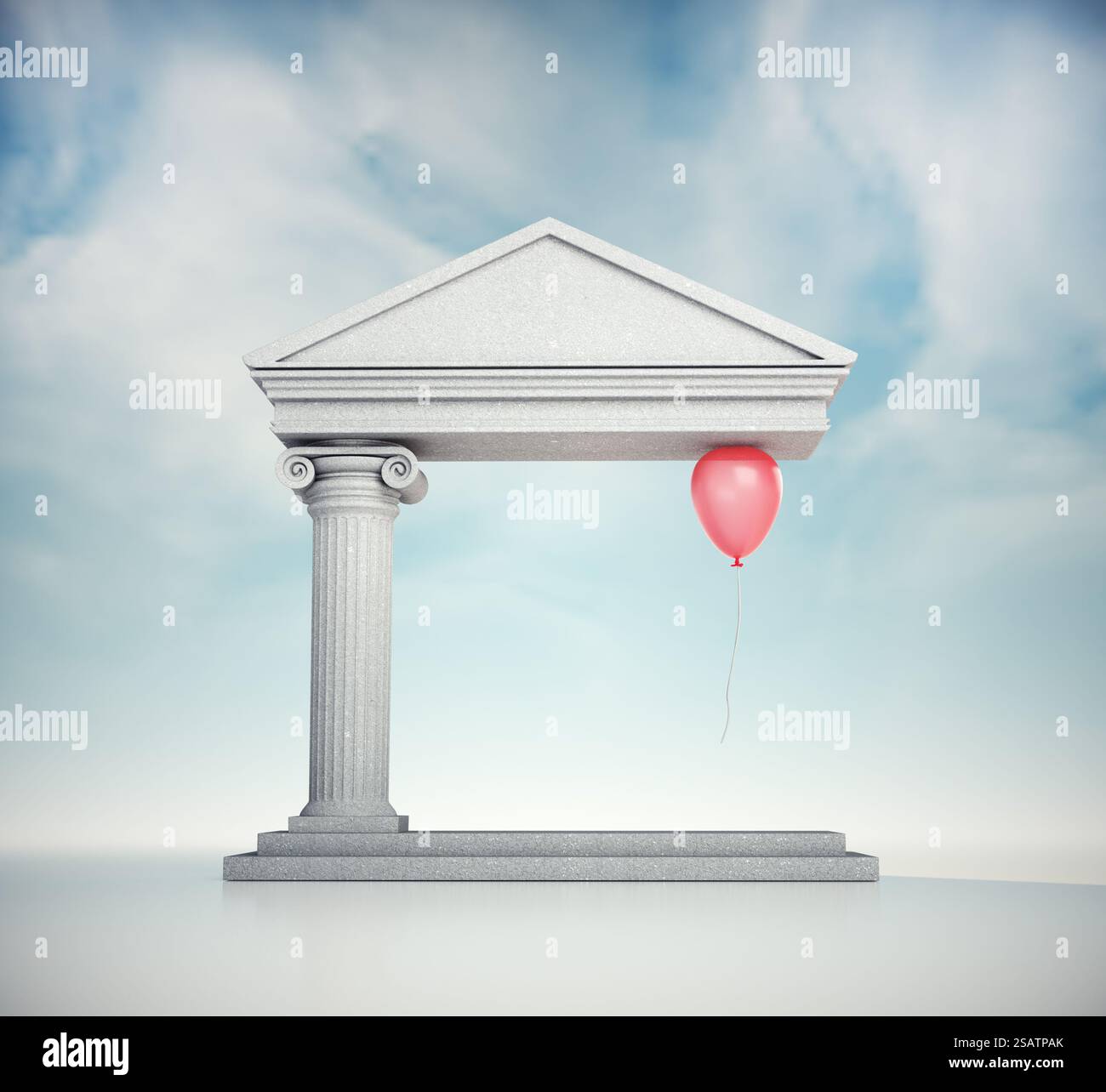Surreal image of a Balloon supporting the Roman structure. Impossible ...