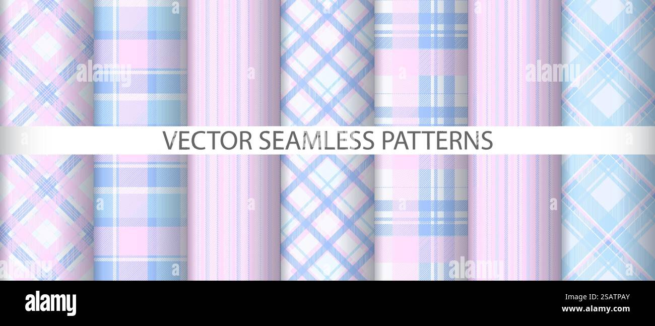 Set tartan textile plaid. Seamless pattern background. Texture fabric ...