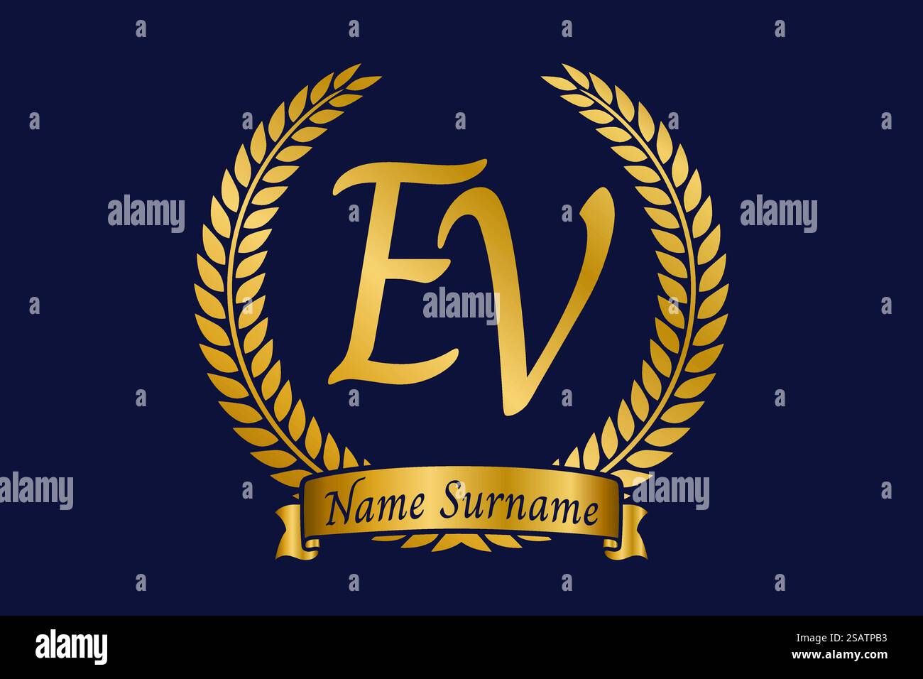 Initial letter E and V, EV monogram logo design with laurel wreath ...