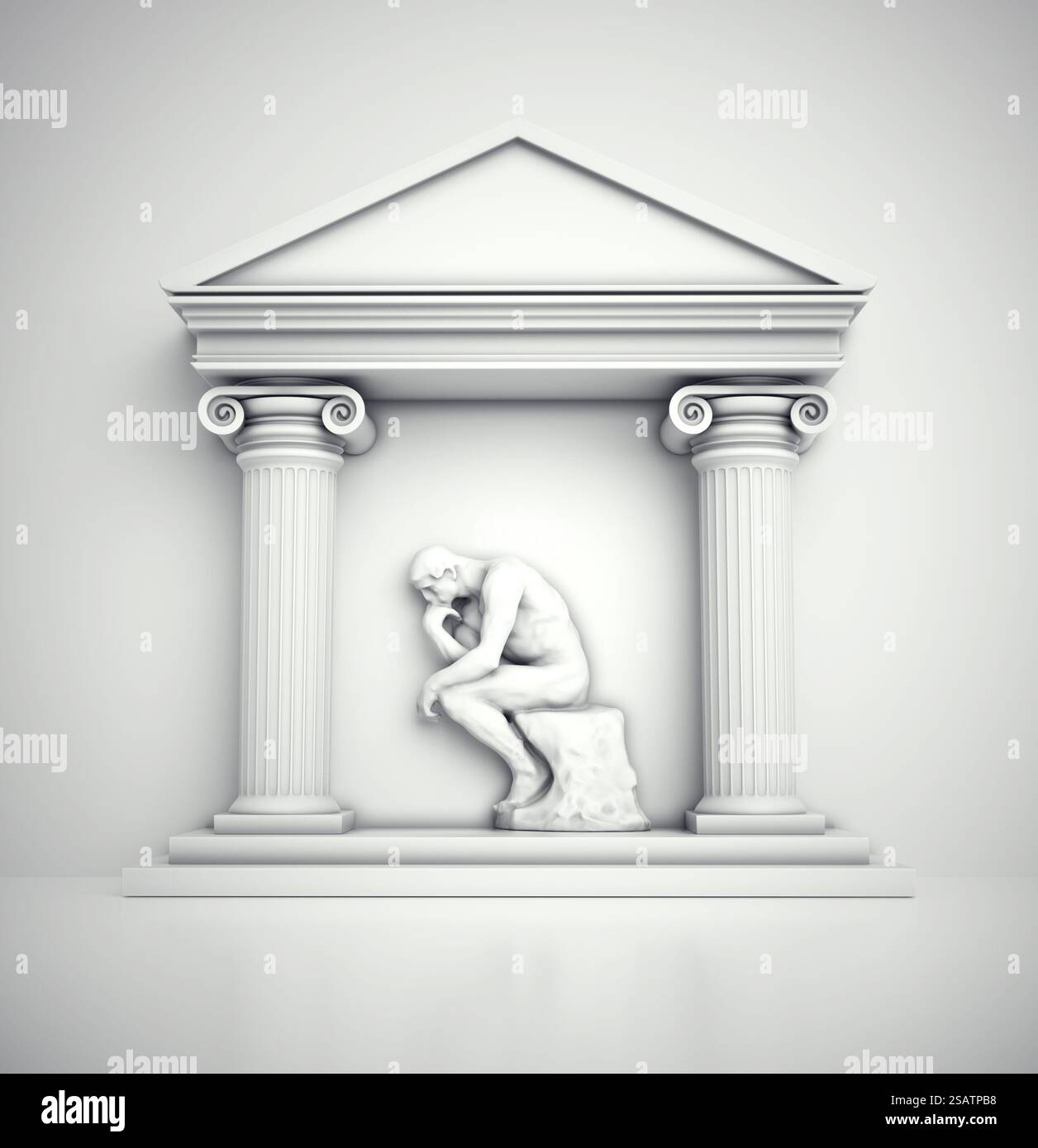 The statue of the thinker under the Roman building. Higher knowledge ...