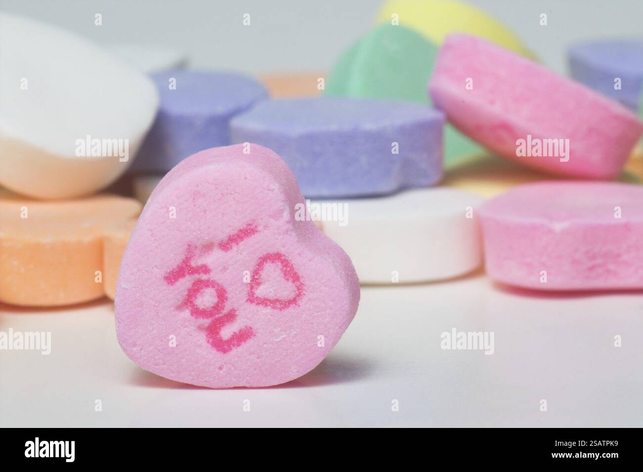 Conversation hearts Valentines day candy. Concept of love Stock Photo ...