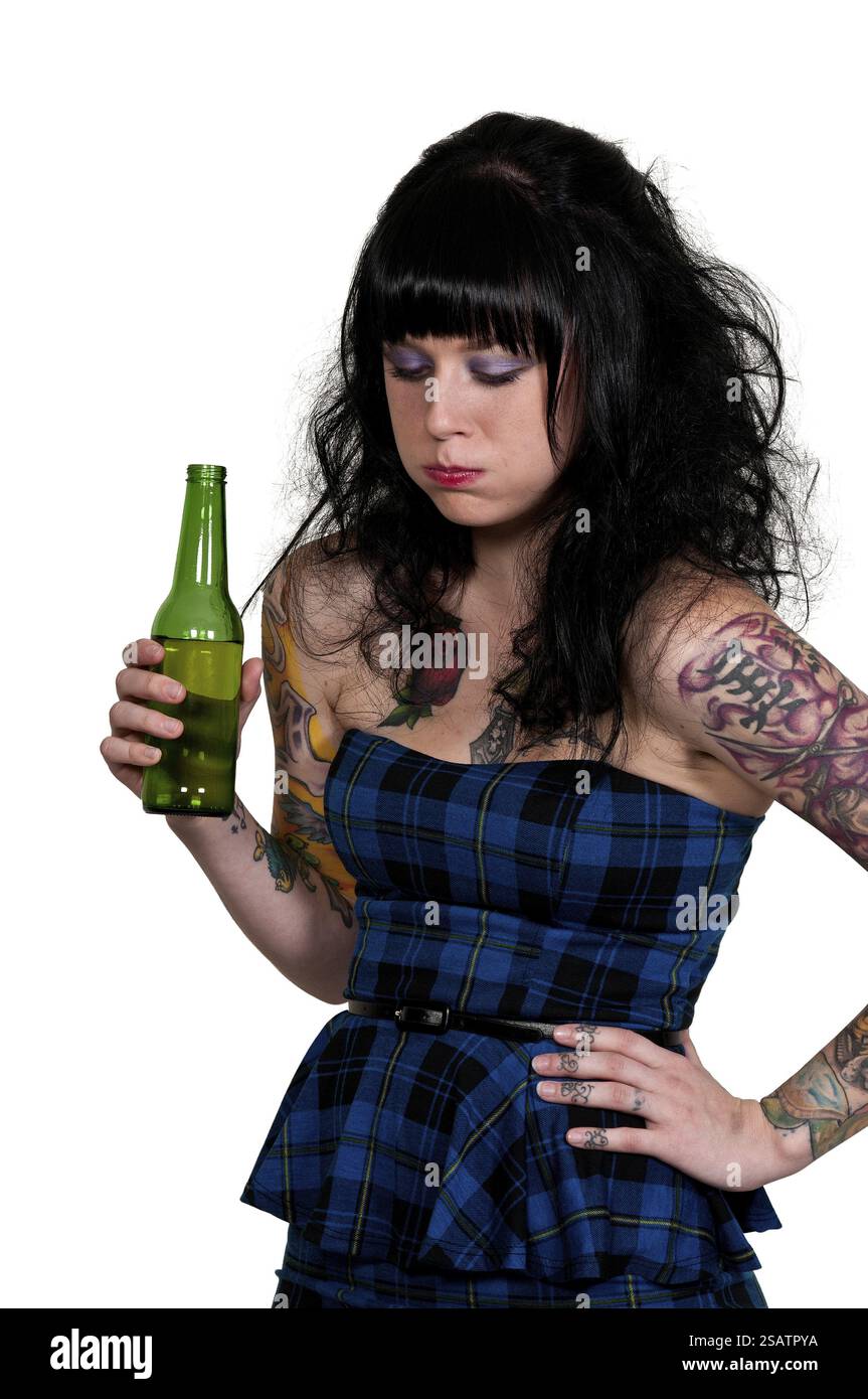 Beautiful woman about to vomit her beer Stock Photo - Alamy