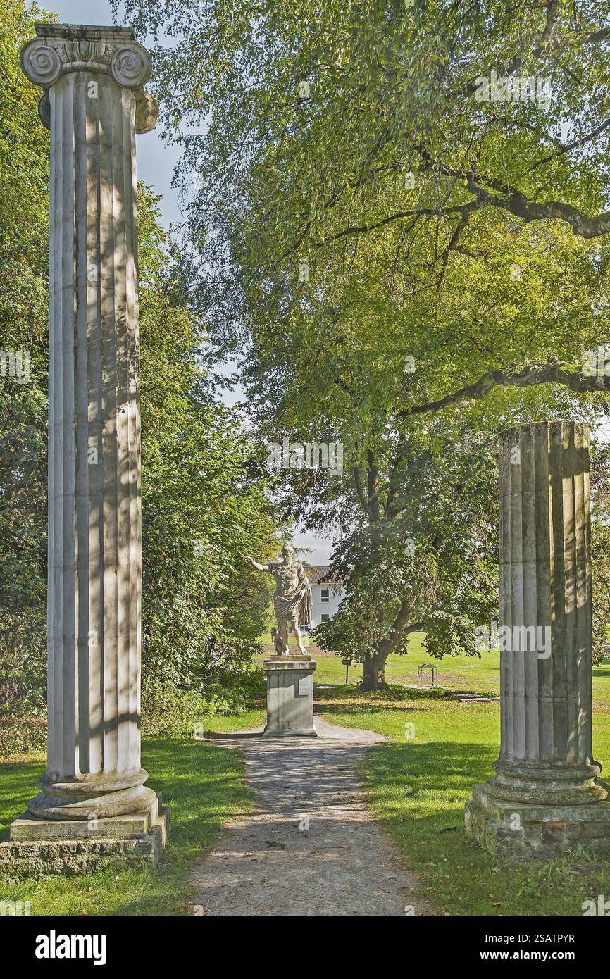Ionic columns and the statue of Emperor Augustus, Gaius Julius Caesar ...