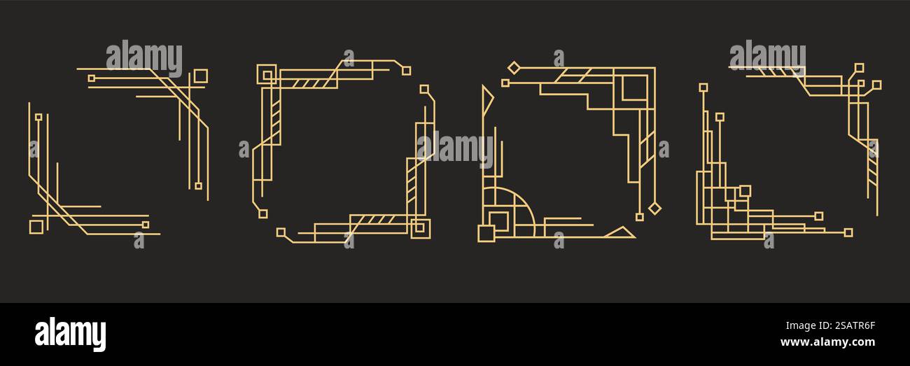 Art Deco Line Gold Frames Set Stock Vector Image & Art - Alamy