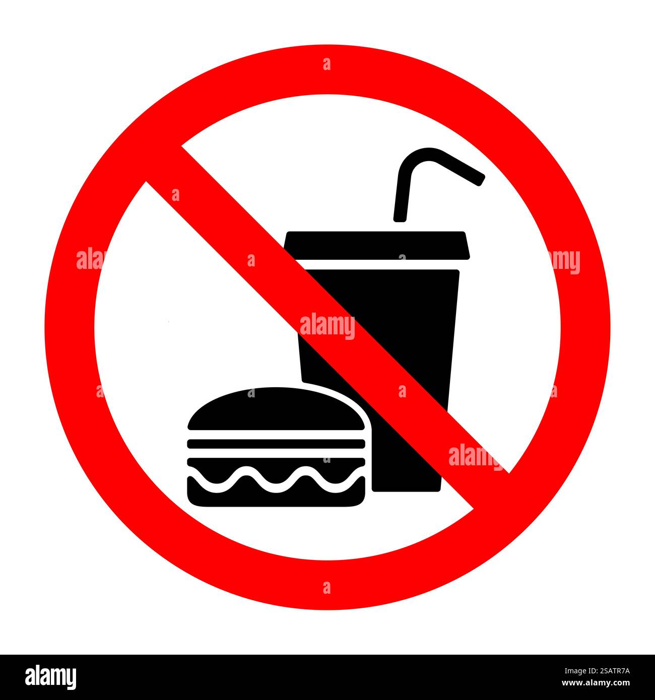 No food stop eat or drink prohibition sign. Vector illustration.. No ...