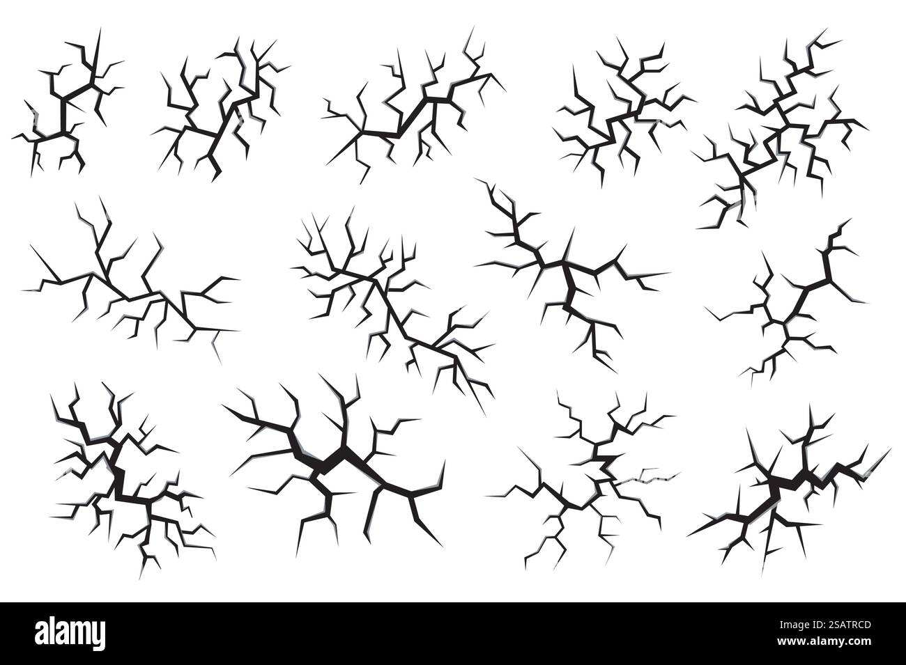 Cracked effect mega set in flat design. Bundle elements of surface ...