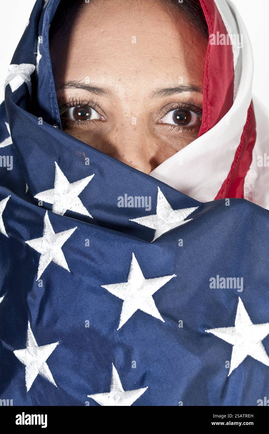 Person wrapped in usa flag hi-res stock photography and images - Alamy