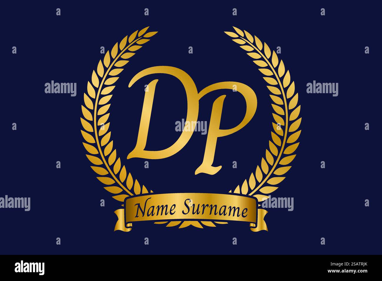 Initial letter D and P, DP monogram logo design with laurel wreath ...