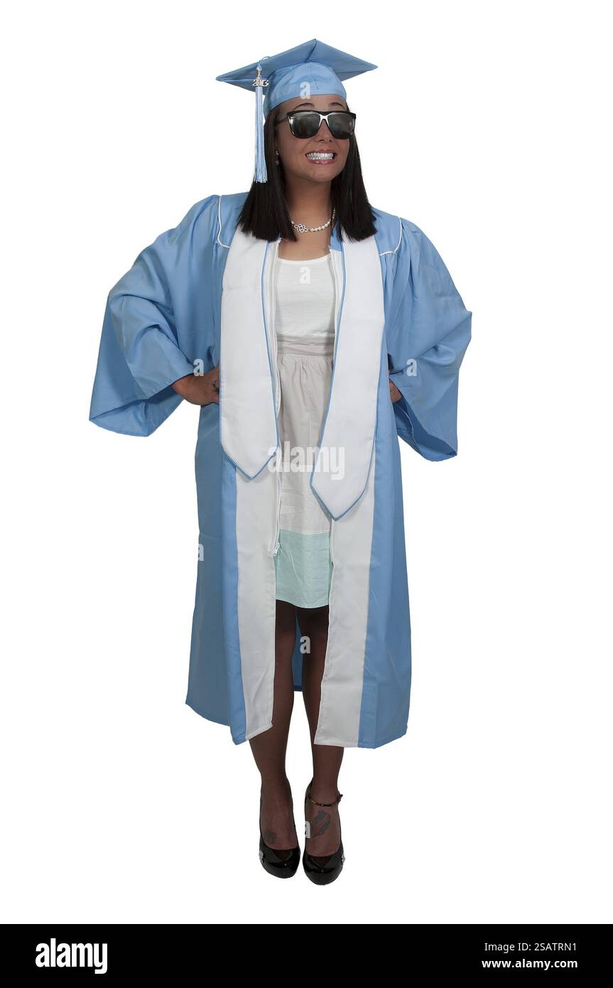 Young black african American woman in her graduation robes Stock Photo ...