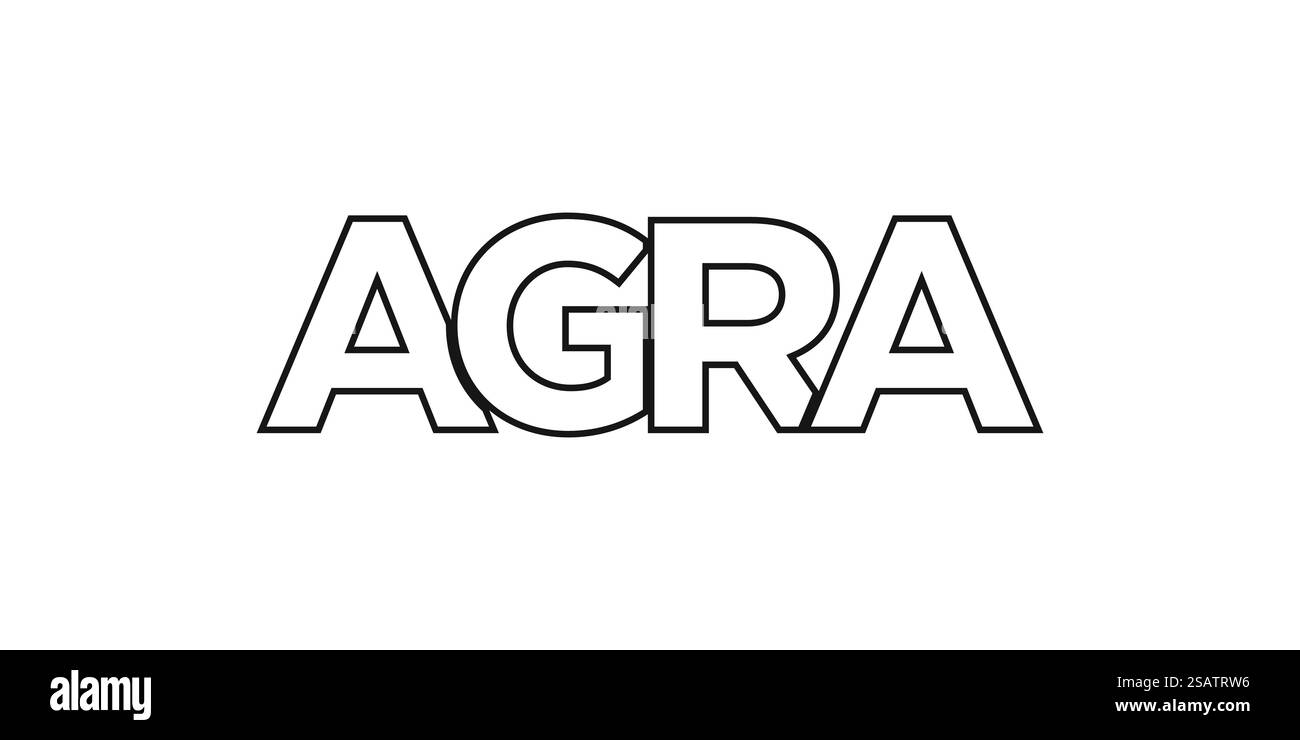 Agra in the India emblem for print and web. Design features geometric ...