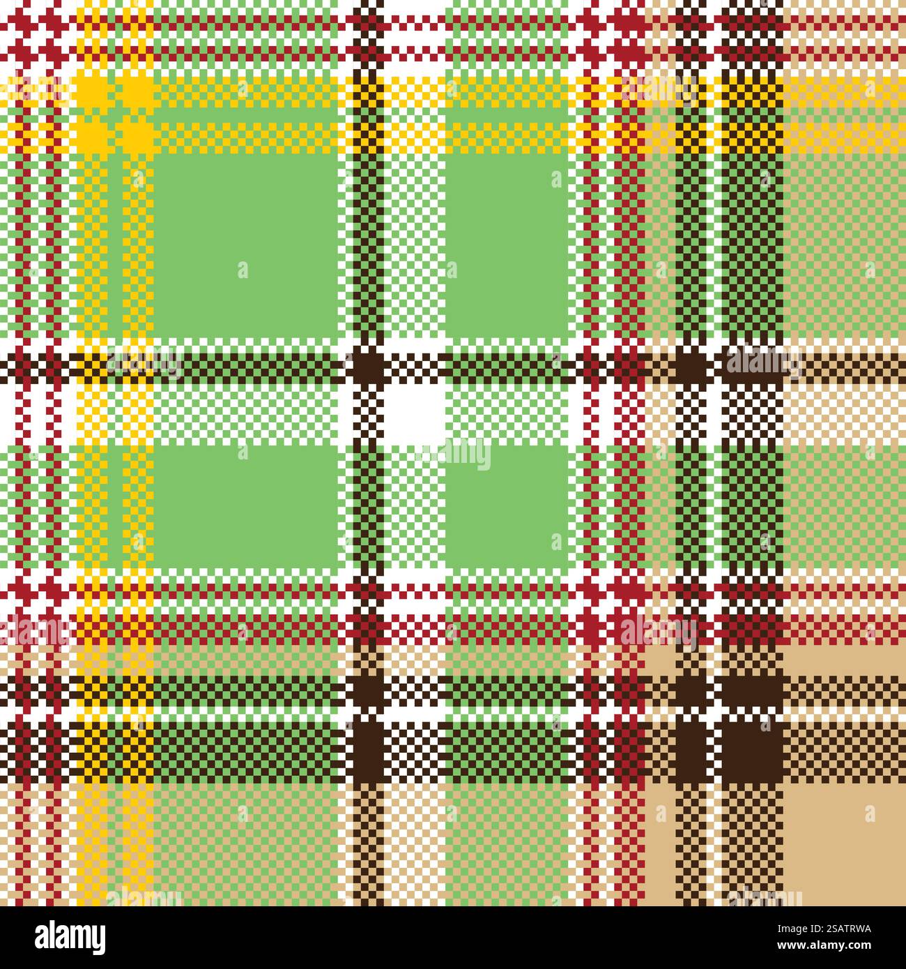 Green plaid pixel texture madras color fabric seamless pattern. Vector ...