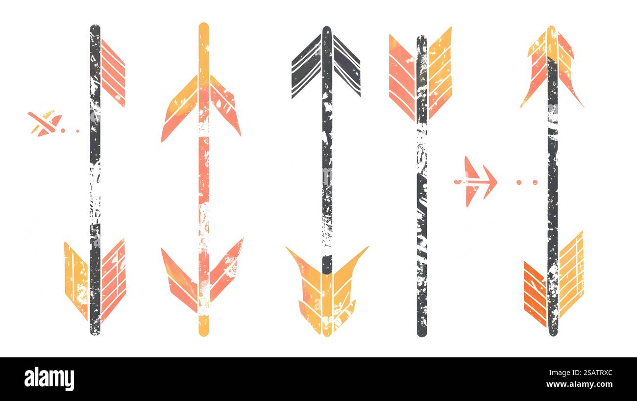 This image features a set of stylized tribal arrow designs in a ...