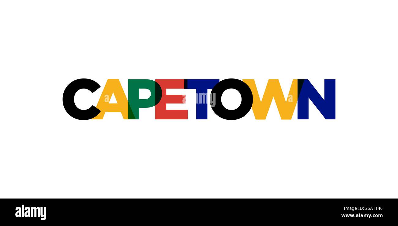 Cape Town in the South Africa emblem for print and web. Design features ...