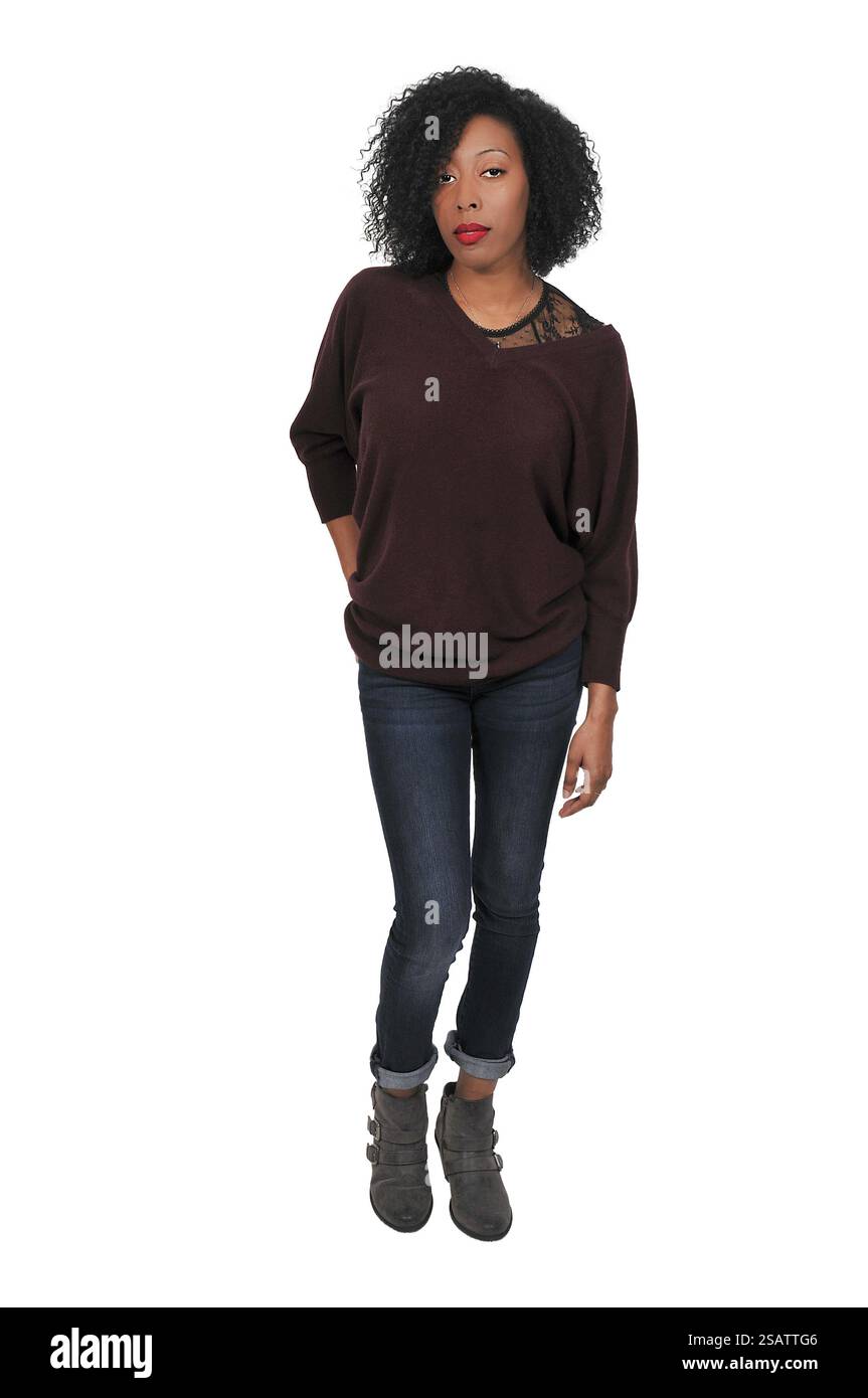 Beautiful young attractive African American woman modeling a pose Stock ...