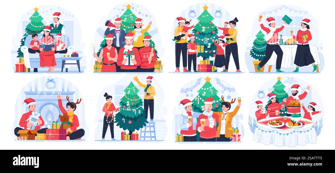 Set merry christmas winter Cut Out Stock Images & Pictures - Alamy