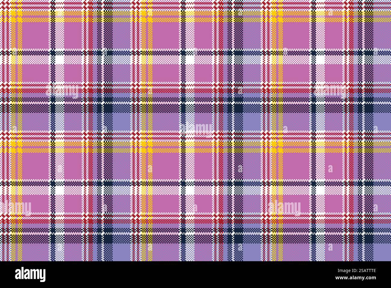 Pink purple plaid pixel texture fabric seamless pattern. Vector ...