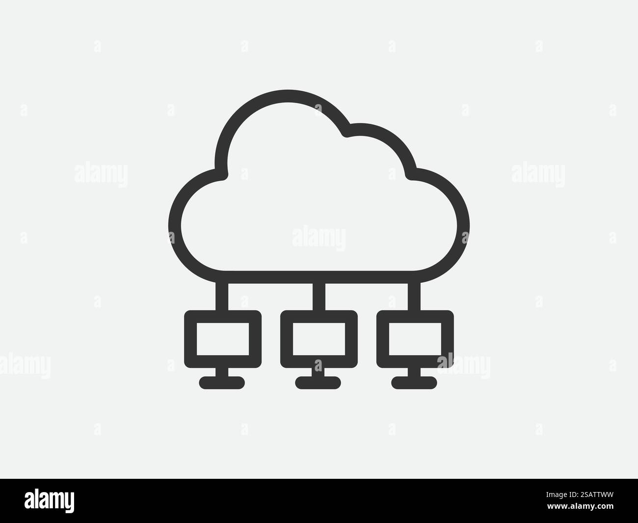 Technology icon vector cloud computing connection. Big data global server. Line design network ...
