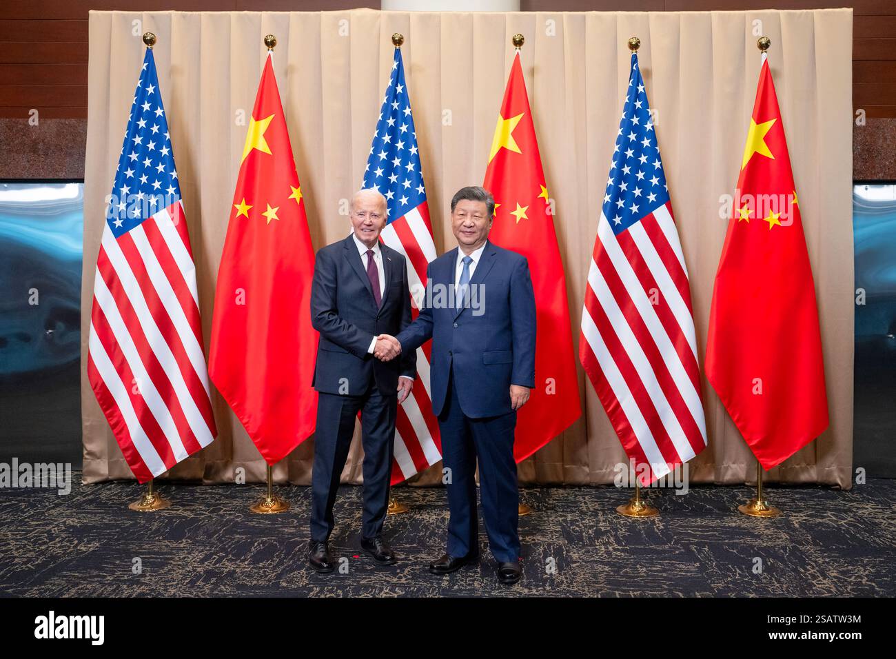 President Joe Biden greets President Xi Jinping of China prior a ...