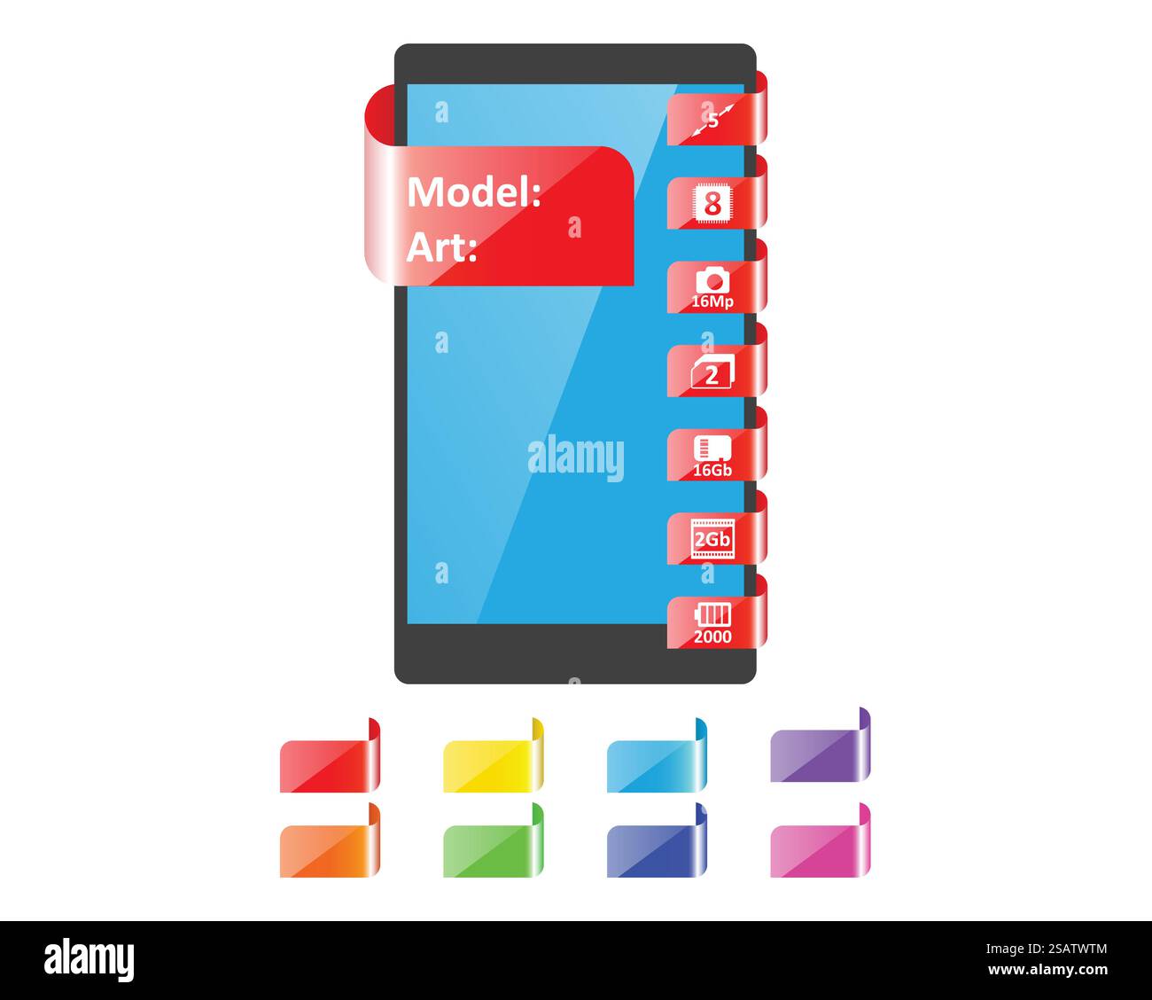 colors label feature for smartphone, vector illustration. colors label ...