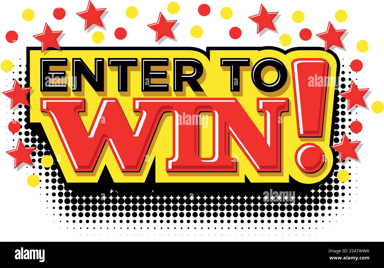 Enter to win push button with stars. Vector web banner on transparent ...