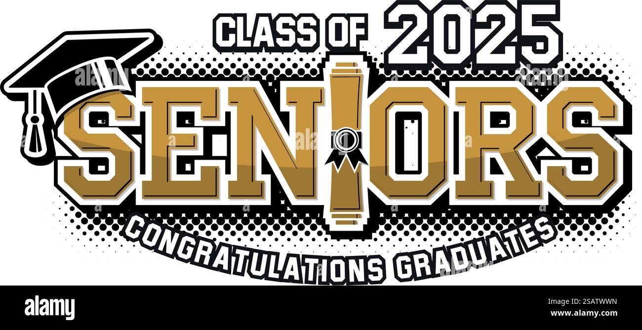Lettering Senior class 2025 for greeting, invitation card. Text for graduation design ...