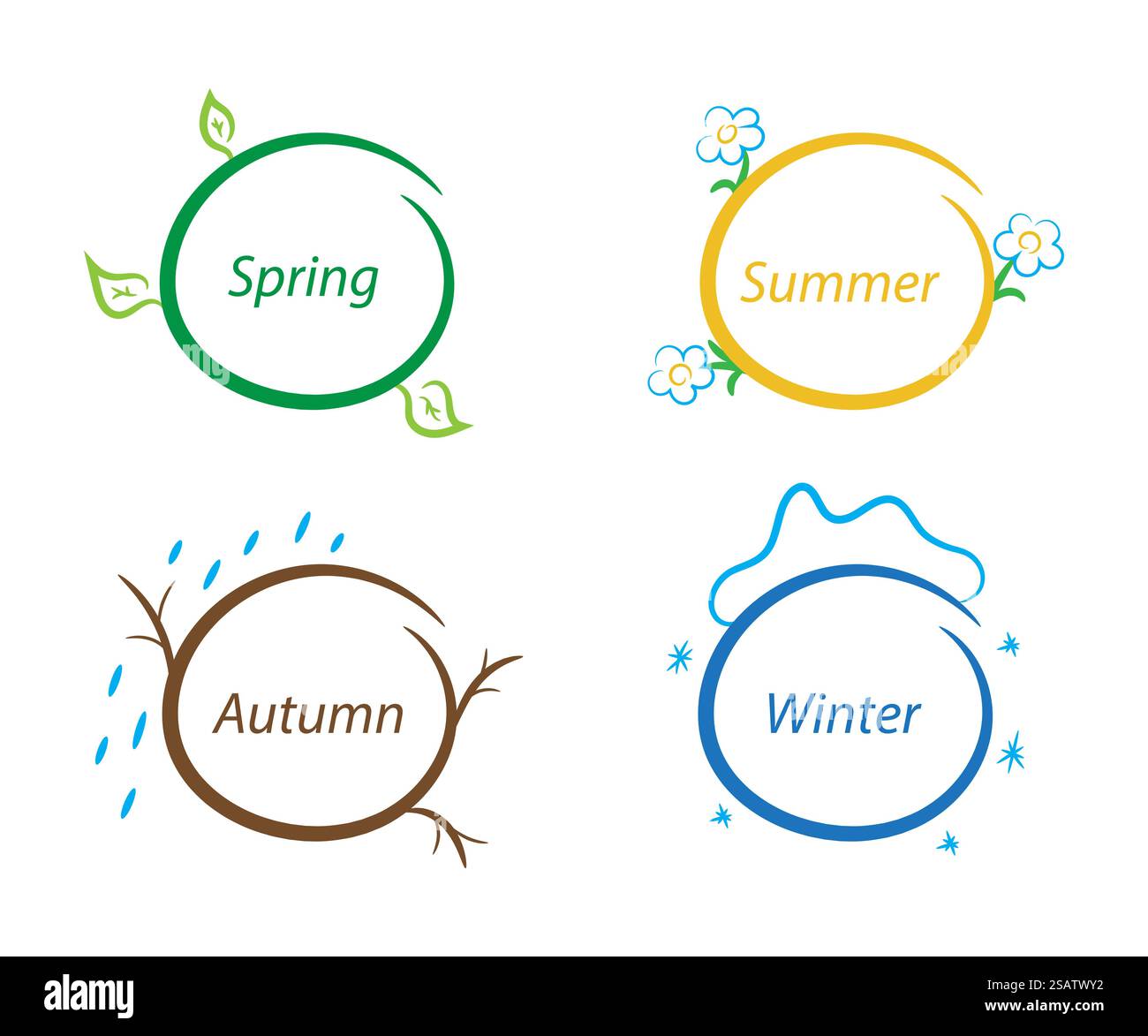 Fun note frames nature seasons set design elements. Vector illustration ...