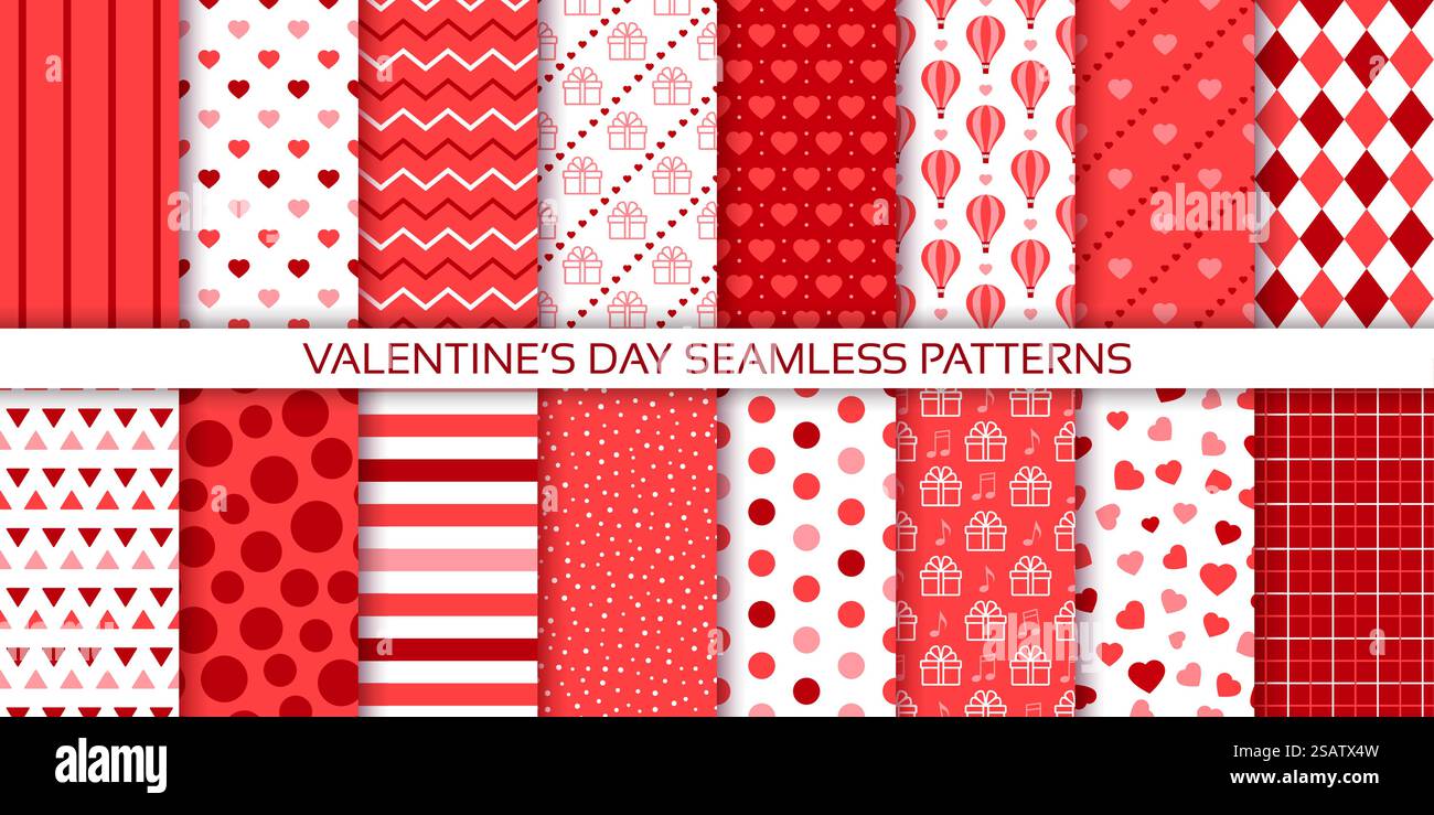 Seamless backgrounds. Valentine’s day pattern. Cute girly prints with ...