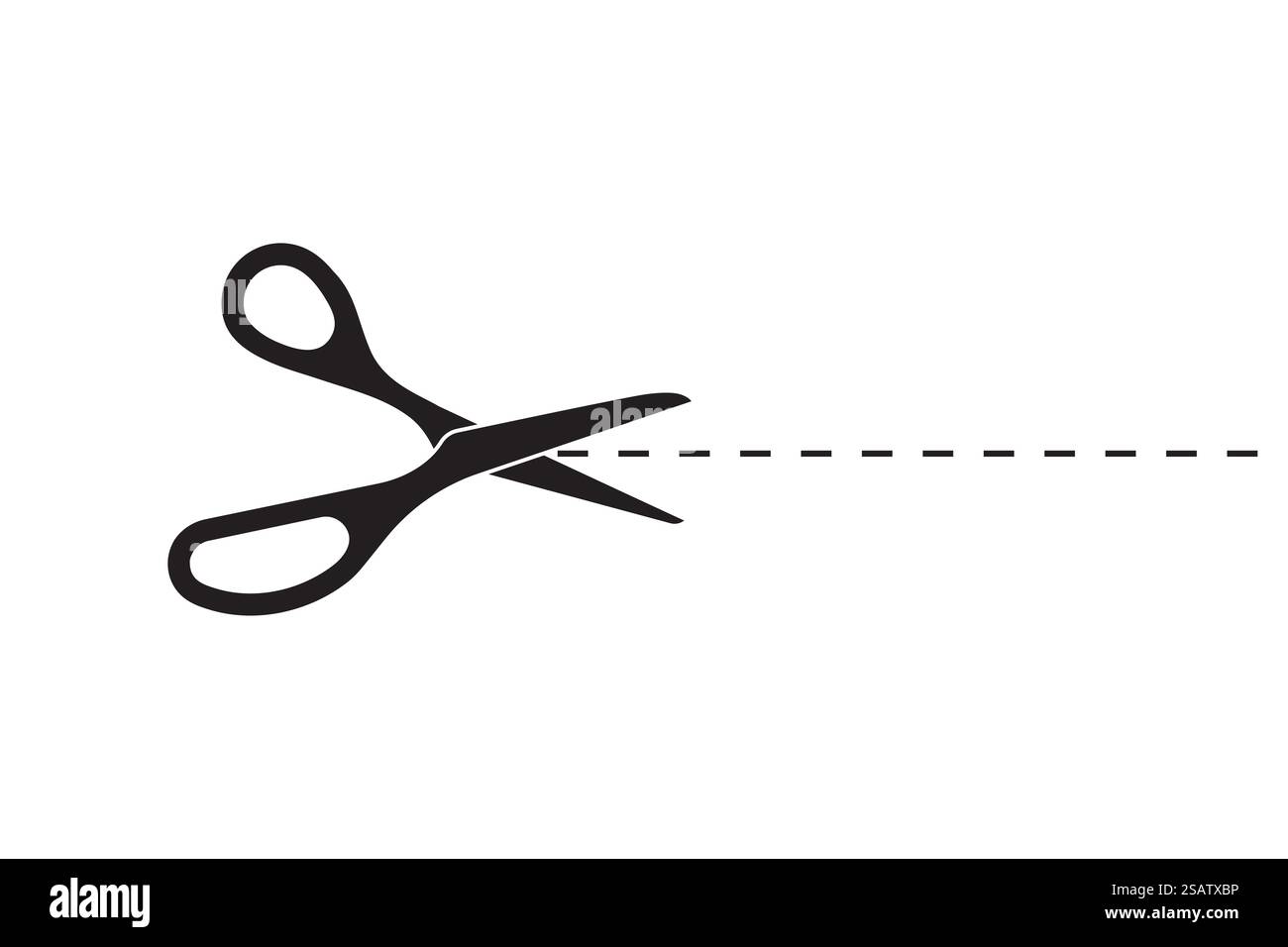 Cutting line by scissors vector icon. Separation paper sign. Trim ...