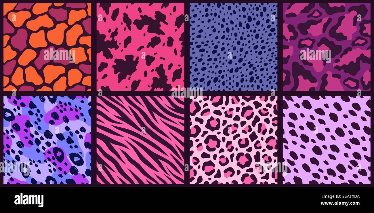 Very peri patterns. Modern colors animal fur and leather seamless ...