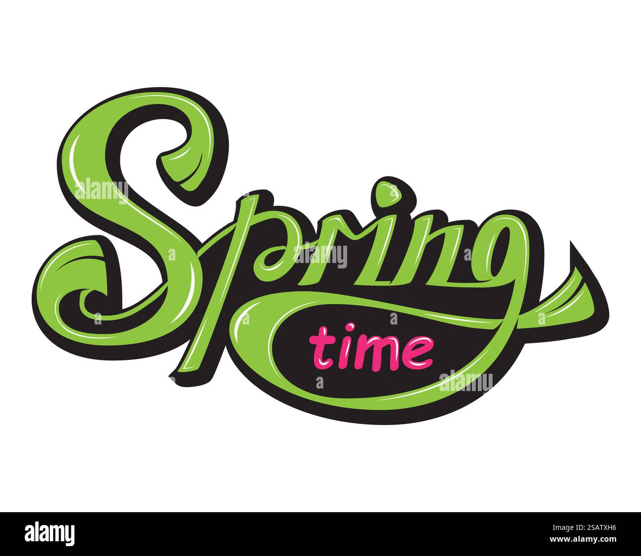Lettering spring time glossy color text. Vector illustration ...