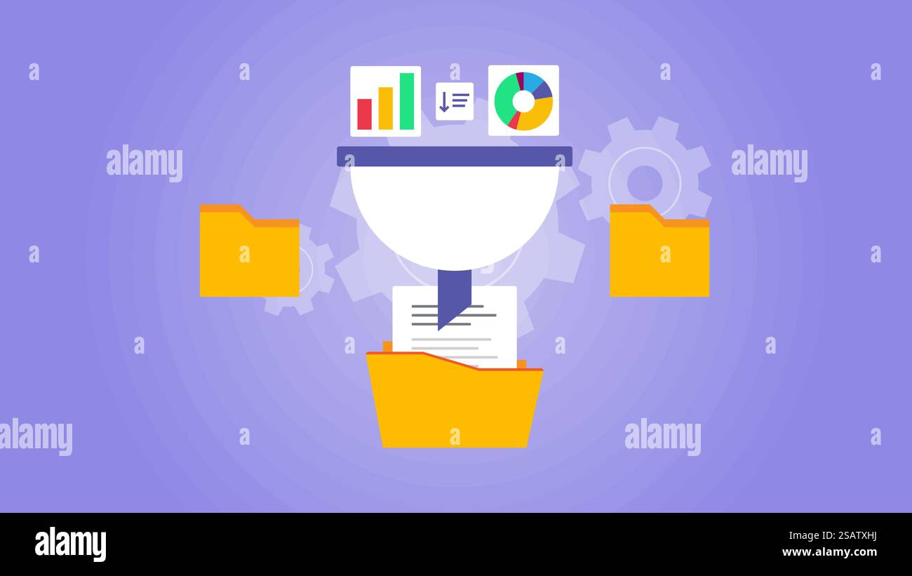 Powerful sorting vector illustration. Process of sorting data and ... Powerful sorting vector illustration. Process of sorting data and ...