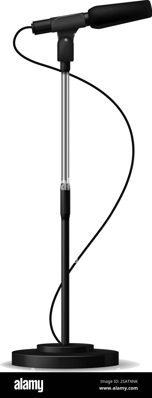 Stage microphone. Realistic concert music band device isolated on white ...