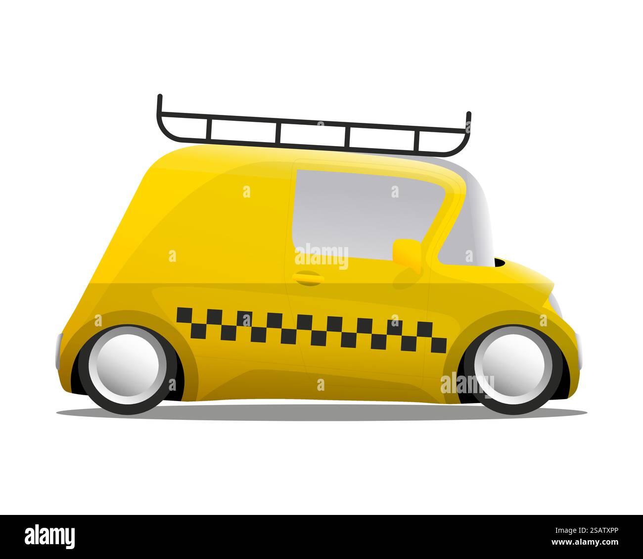 mini car cartoon yellow taxi, vector illustration. mini car cartoon ...