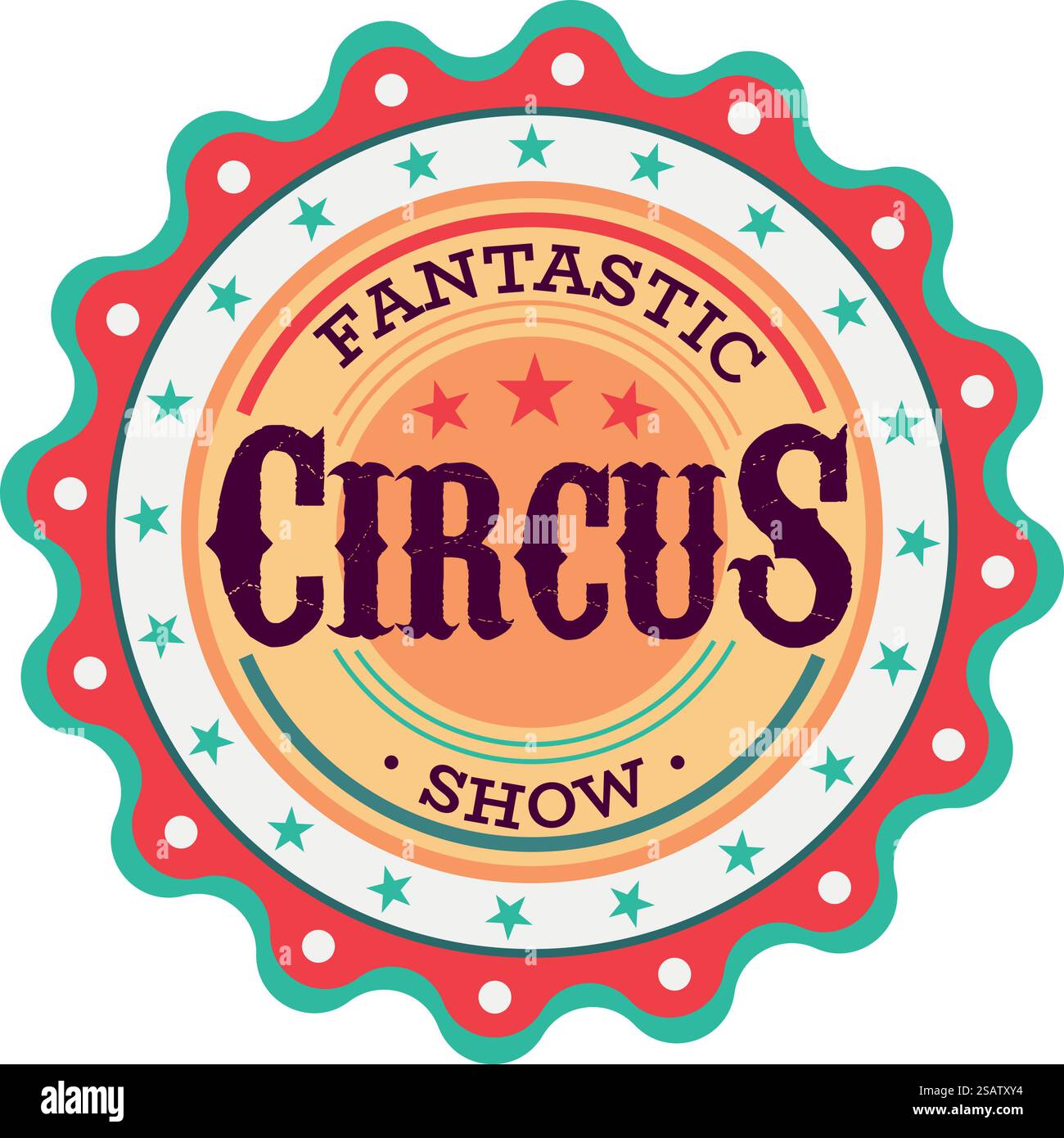 Round show event sticker. Circus vintage logo isolated on white ...