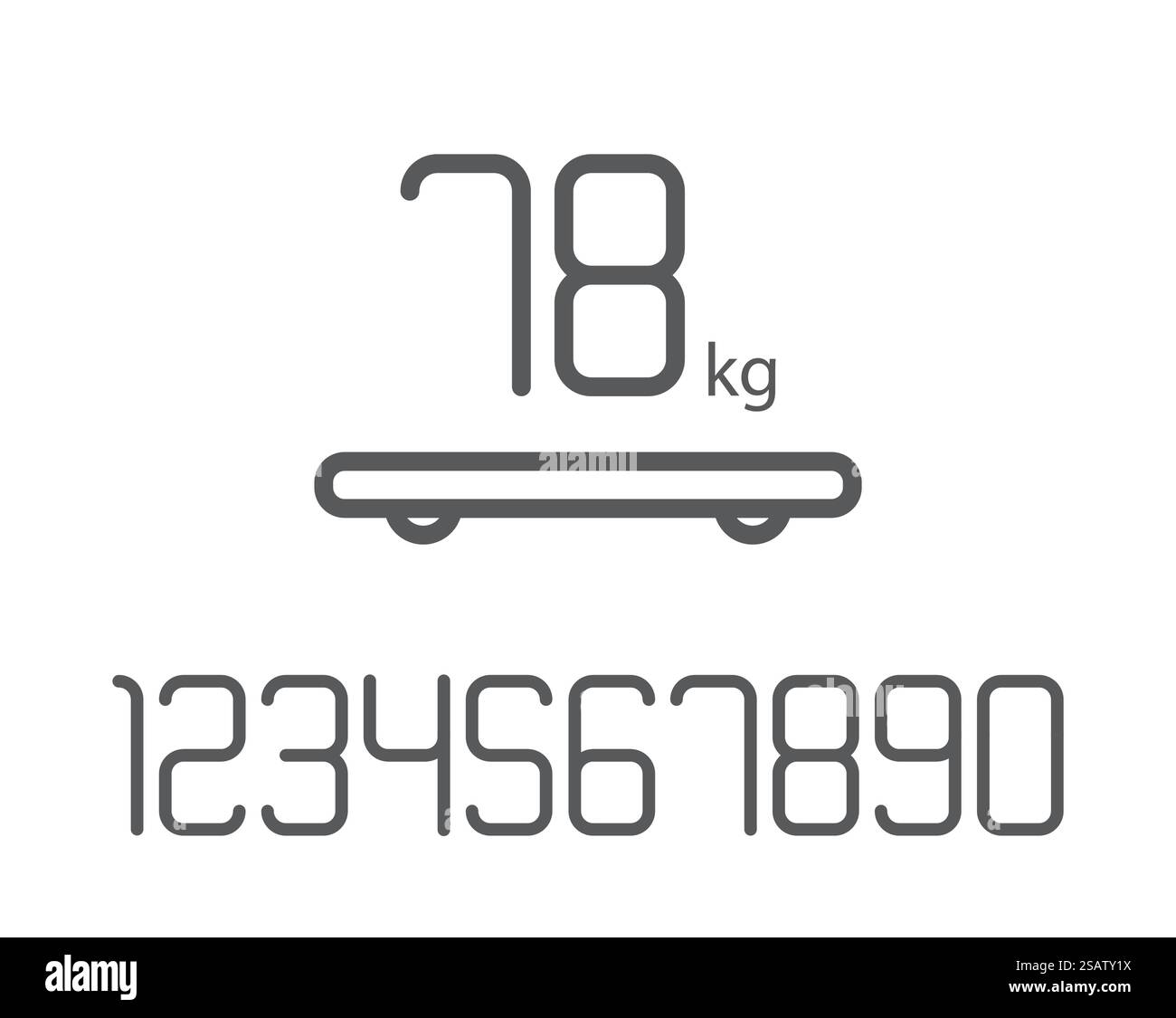 Set numbers weight smart scales. Vector illustration.. Set numbers ...