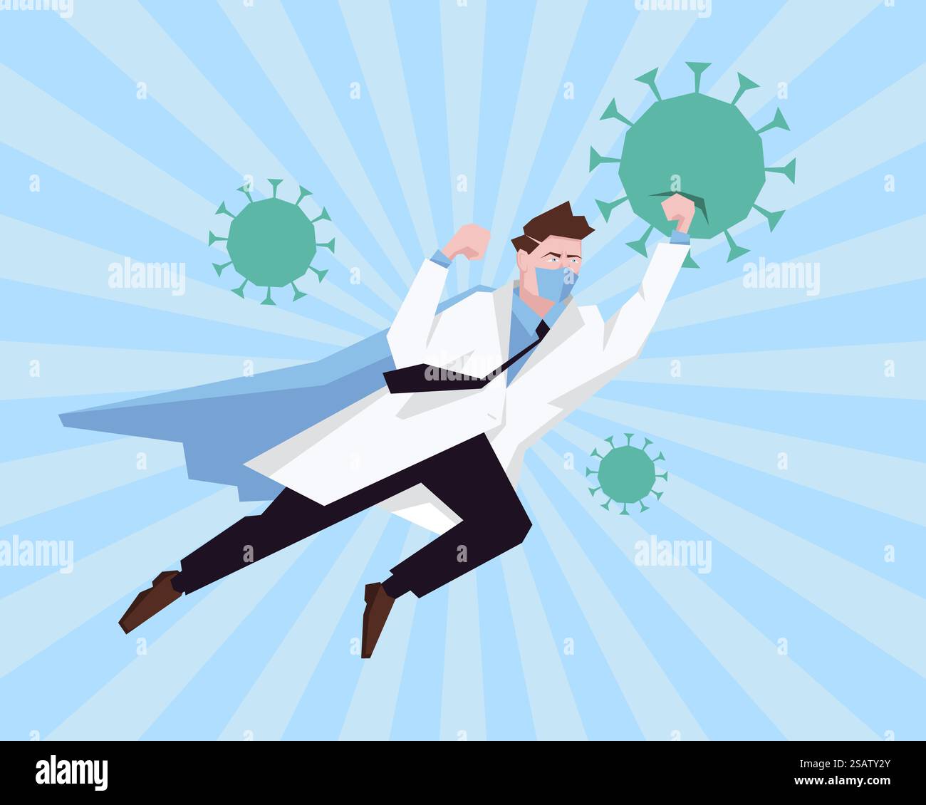 Doctor superhero working in hospital and fighting the coronavirus ...