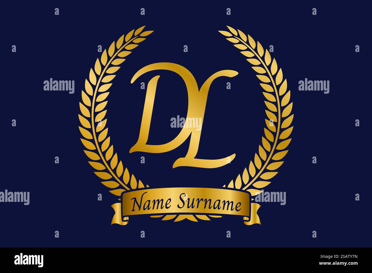 Initial letter D and L, DL monogram logo design with laurel wreath ...