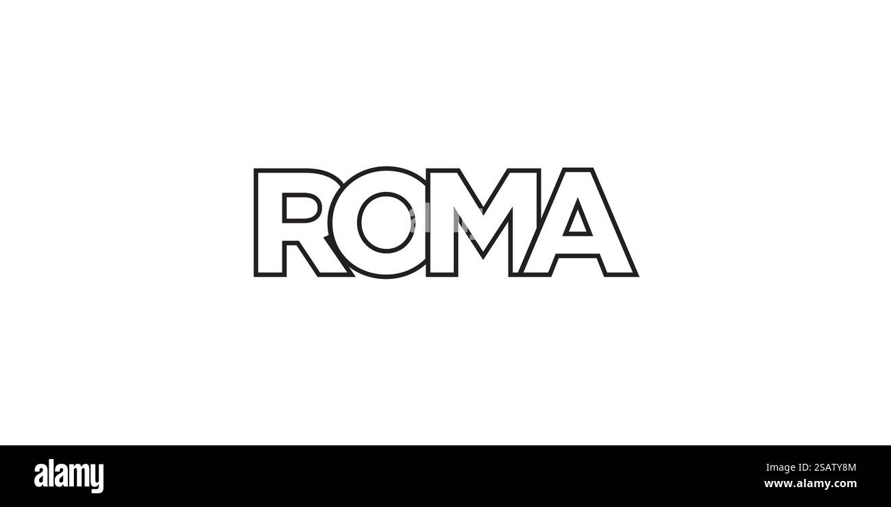 Roma in the Italia emblem for print and web. Design features geometric style, vector ...