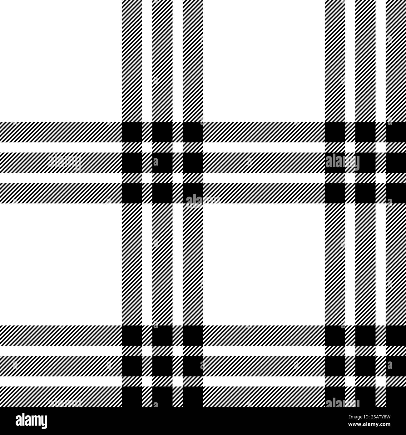 Plaid seamless pattern in black and white. Check fabric texture. Vector ...