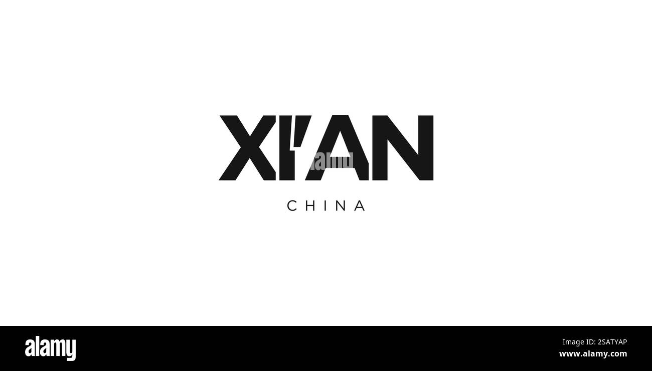 Xian in the China emblem for print and web. Design features geometric ...