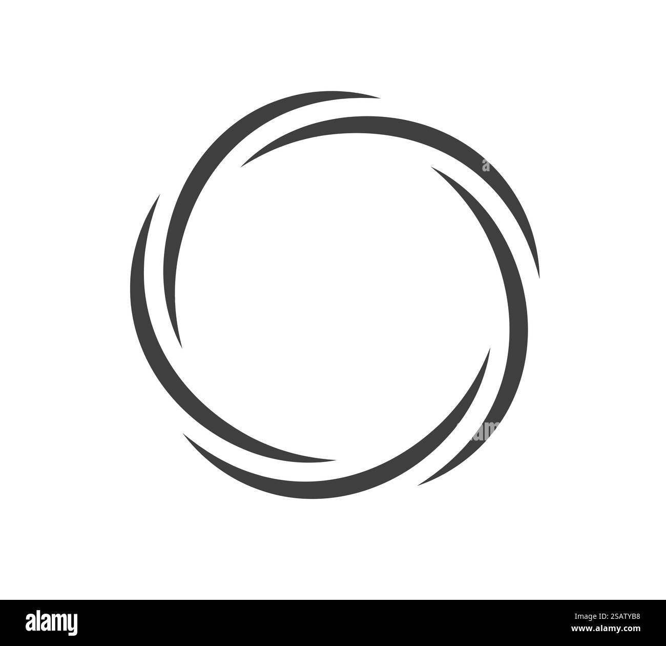 Round frame black and white vector ornament. Graphic border doodle ...