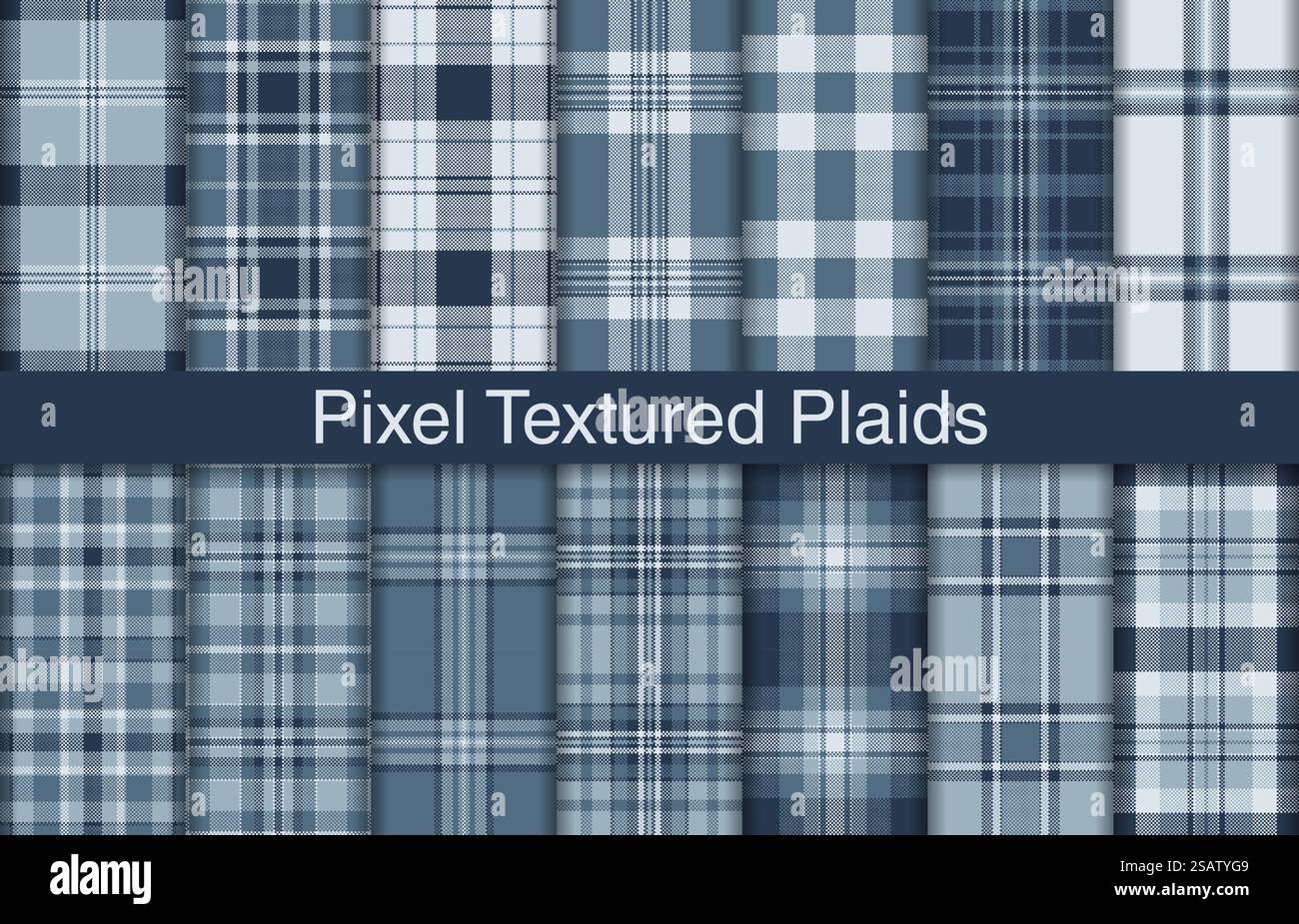 Pixel plaid collection, textile design, checkered fabric pattern for ...