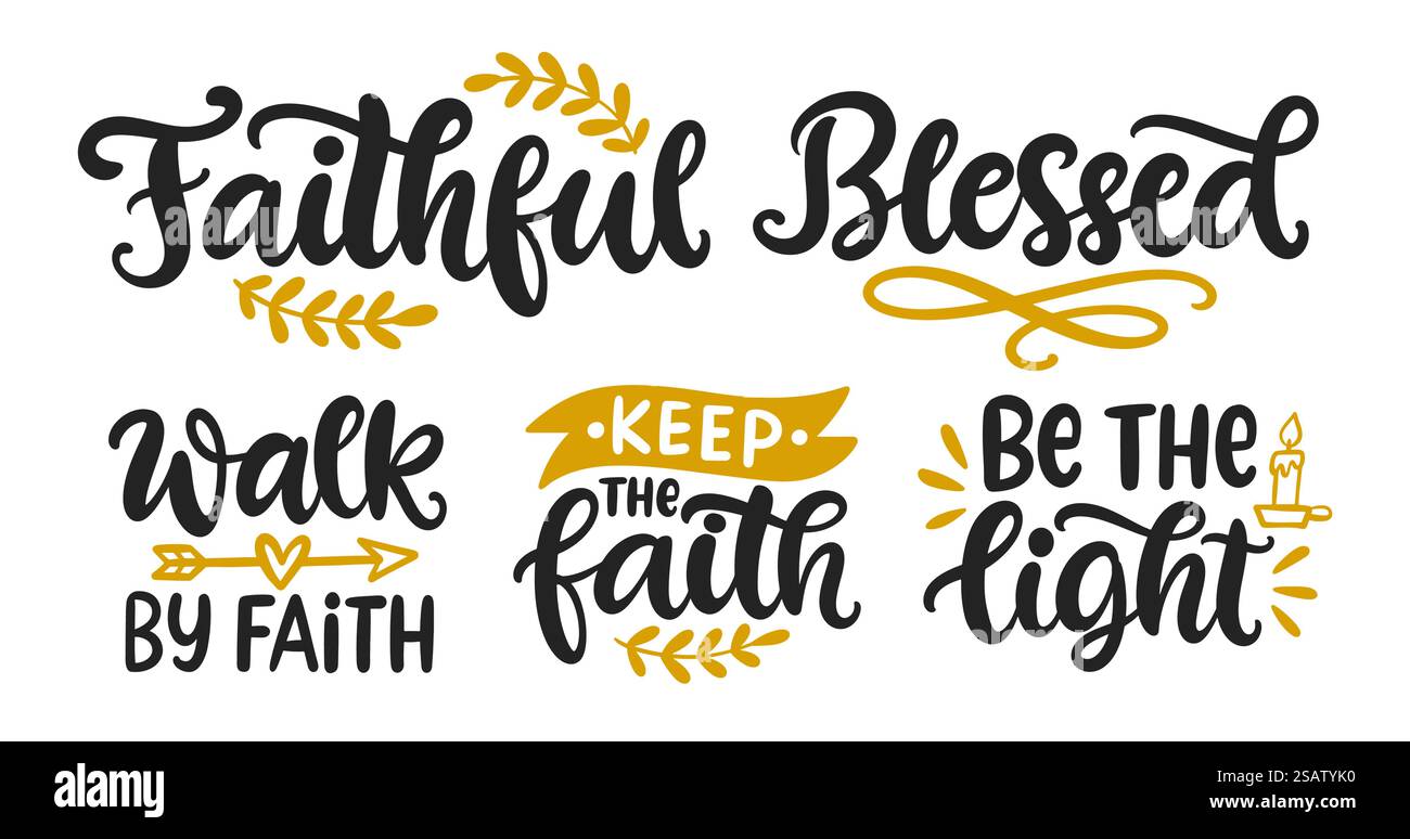 Bible verse psalm quotes set. Christian Lettering Stock Vector Image ...