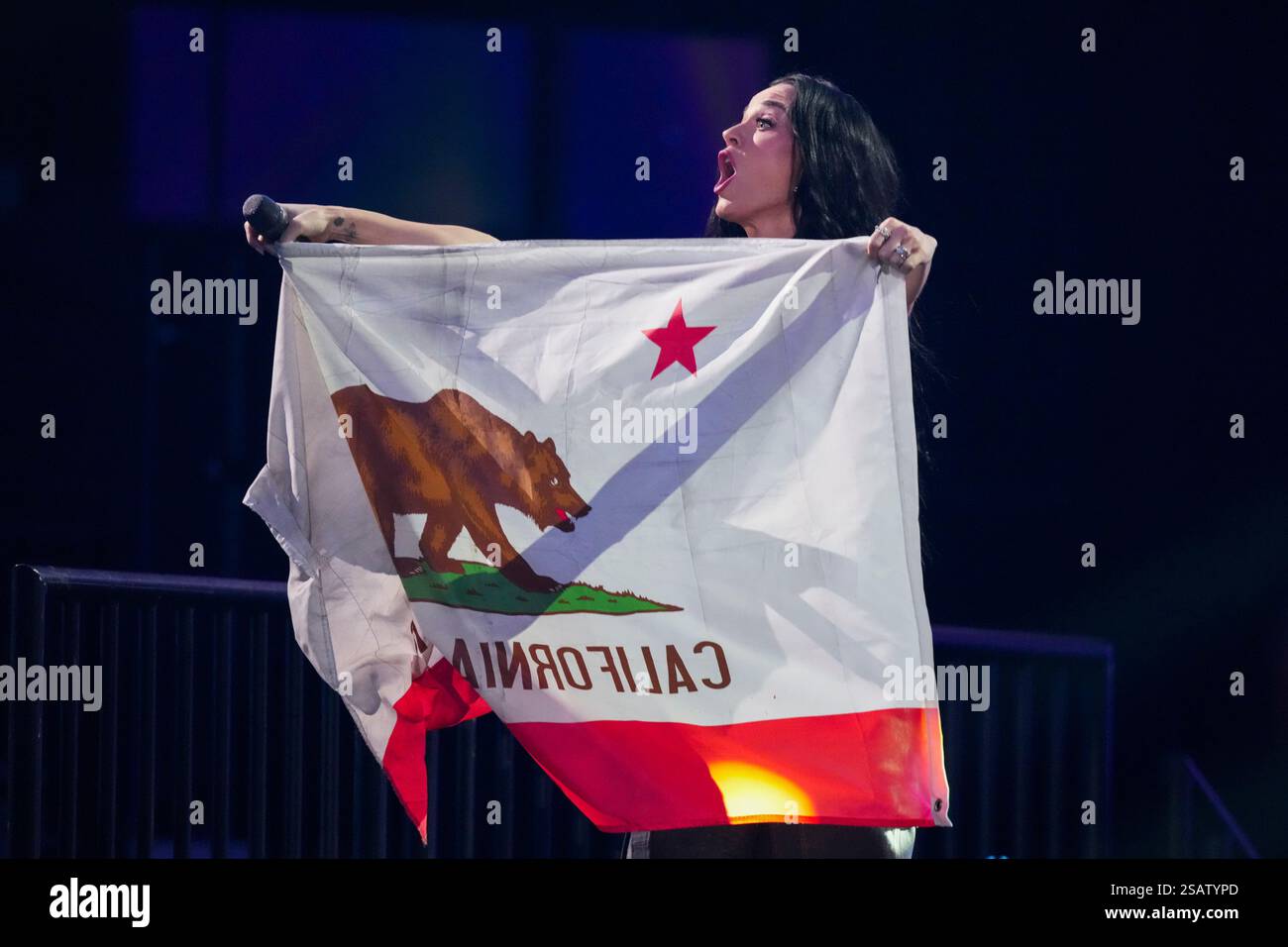 Katy Perry performs during the FireAid benefit concert on Thursday, Jan. 30, 2025, at Intuit ...