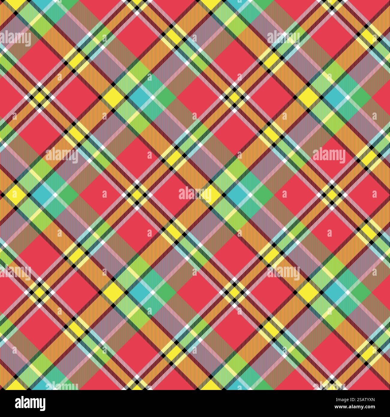 Madras bright color tartan seamless fabric texture. Vector illustration ...