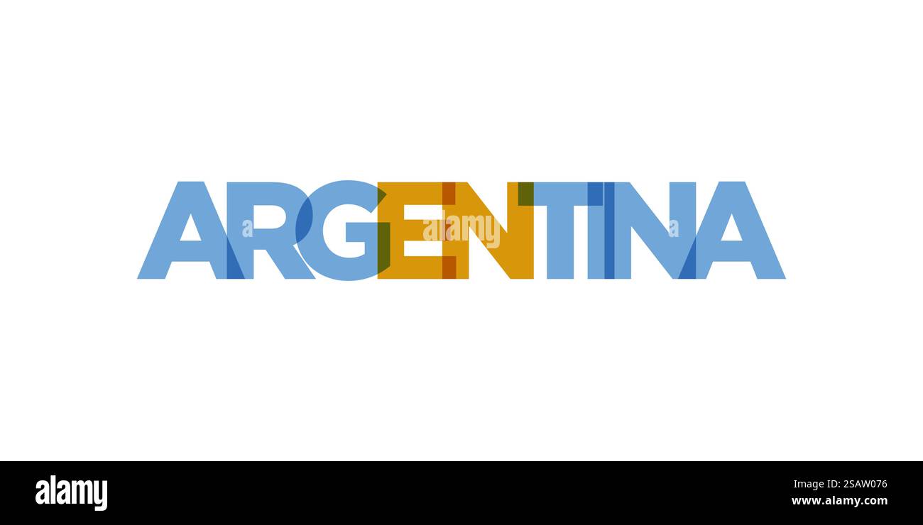 Argentina emblem for print and web. Design features geometric style, vector illustration with ...